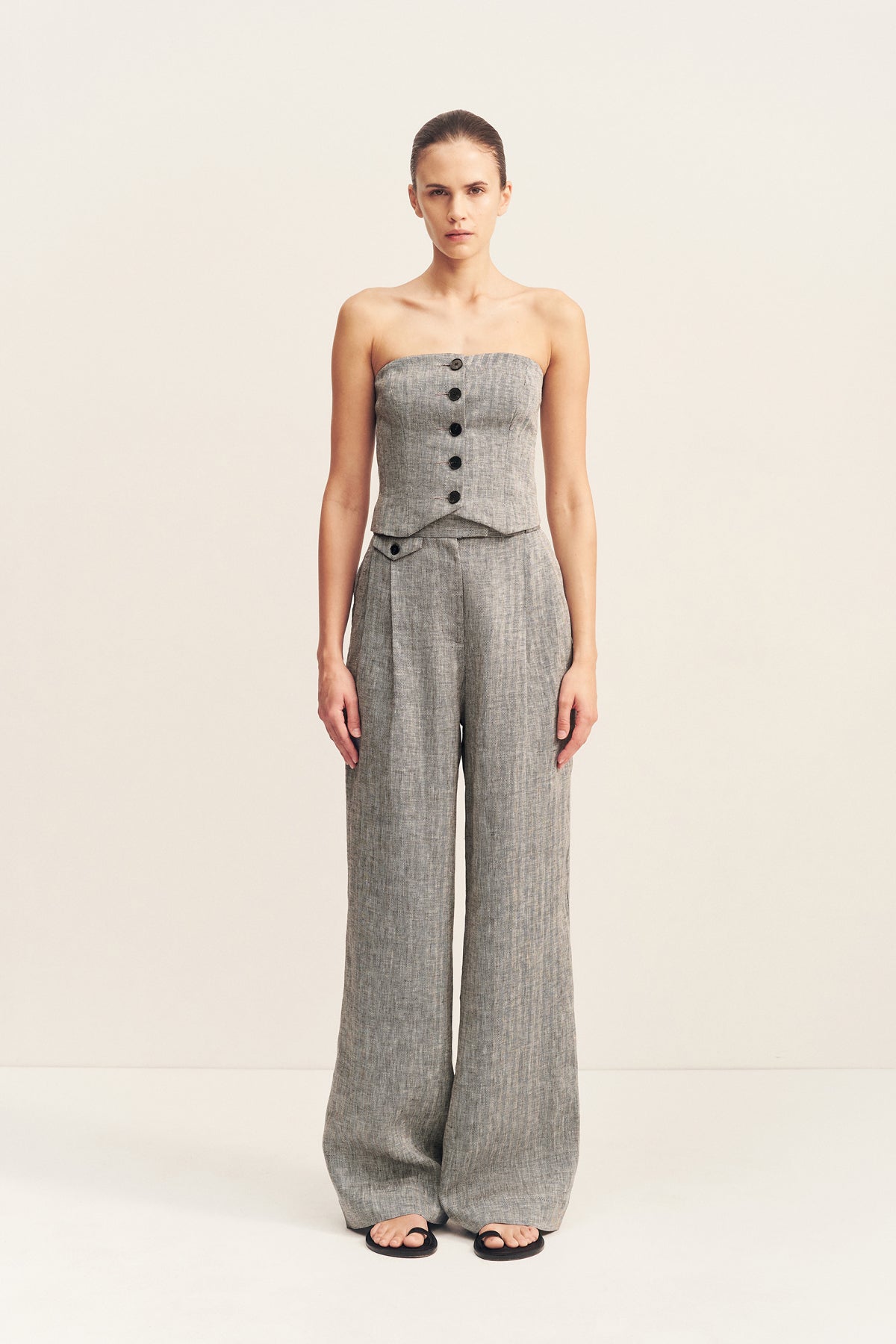 Amanda Linen High Waisted Tailored Pant | Ash | Pants | Shona Joy ...