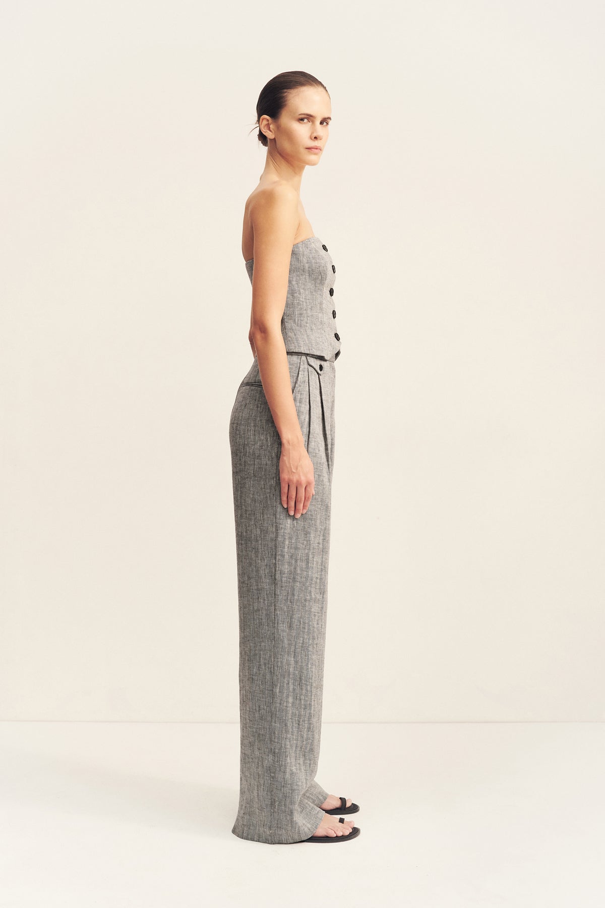 Amanda Linen High Waisted Tailored Pant | Ash | Pants | Shona Joy ...