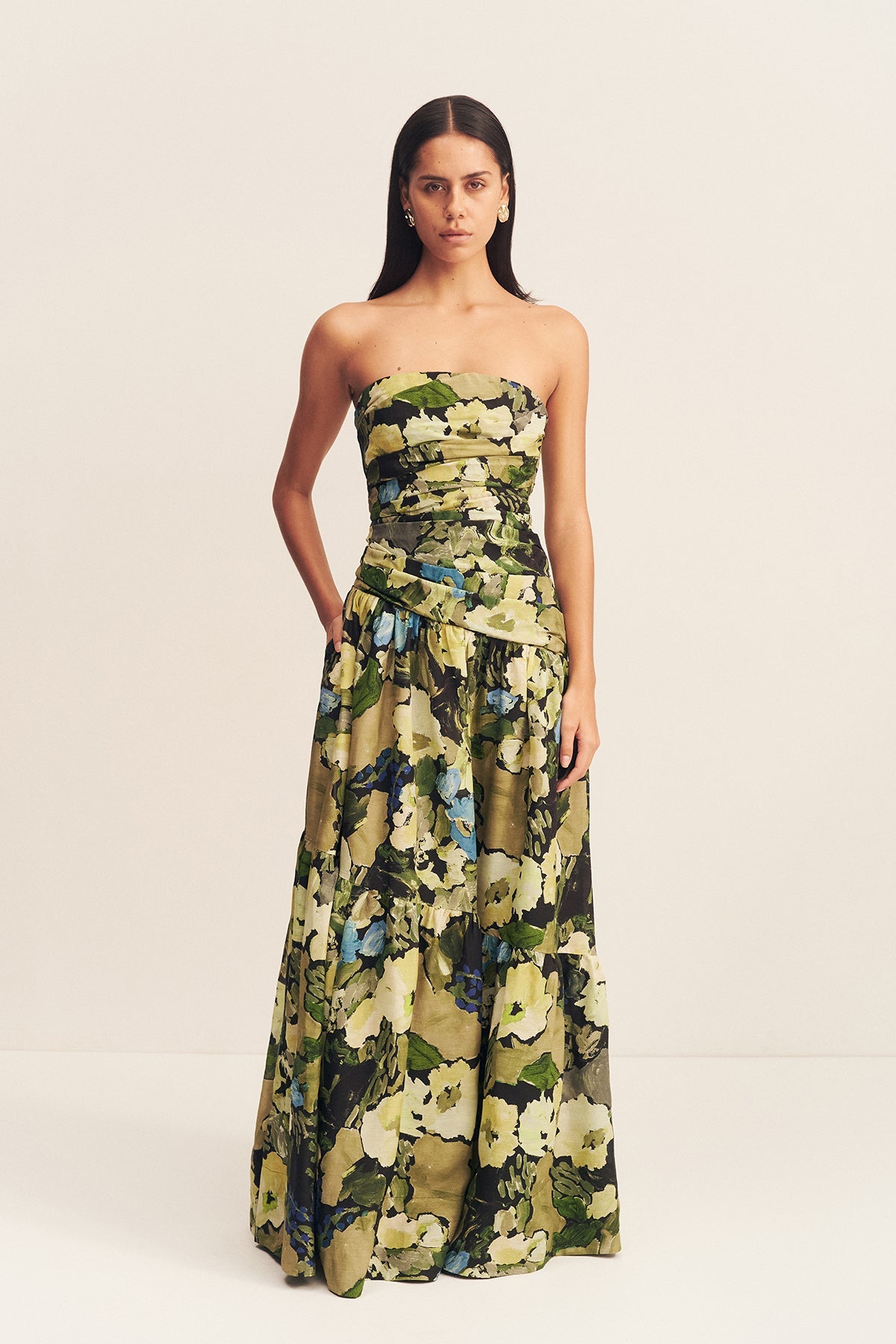 Weyes Strapless Tiered Maxi Dress | Botanical Floral | Dresses | Shona ...