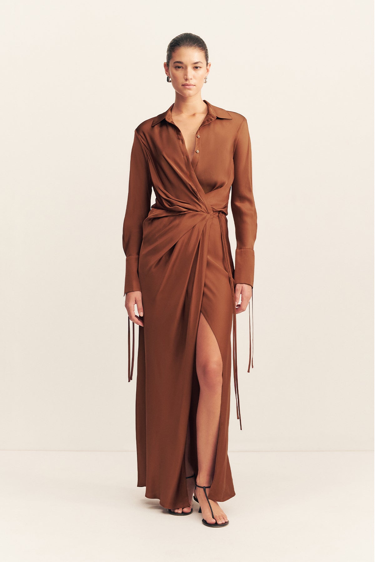 Shae Draped Shirt Maxi Dress | Chocolate | Dresses | Shona Joy – Shona Joy US